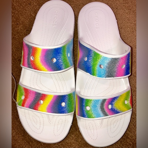 CROCS | Shoes | Classic Crocs Spray Dye Two Strap Sandal Pride Day Is ...